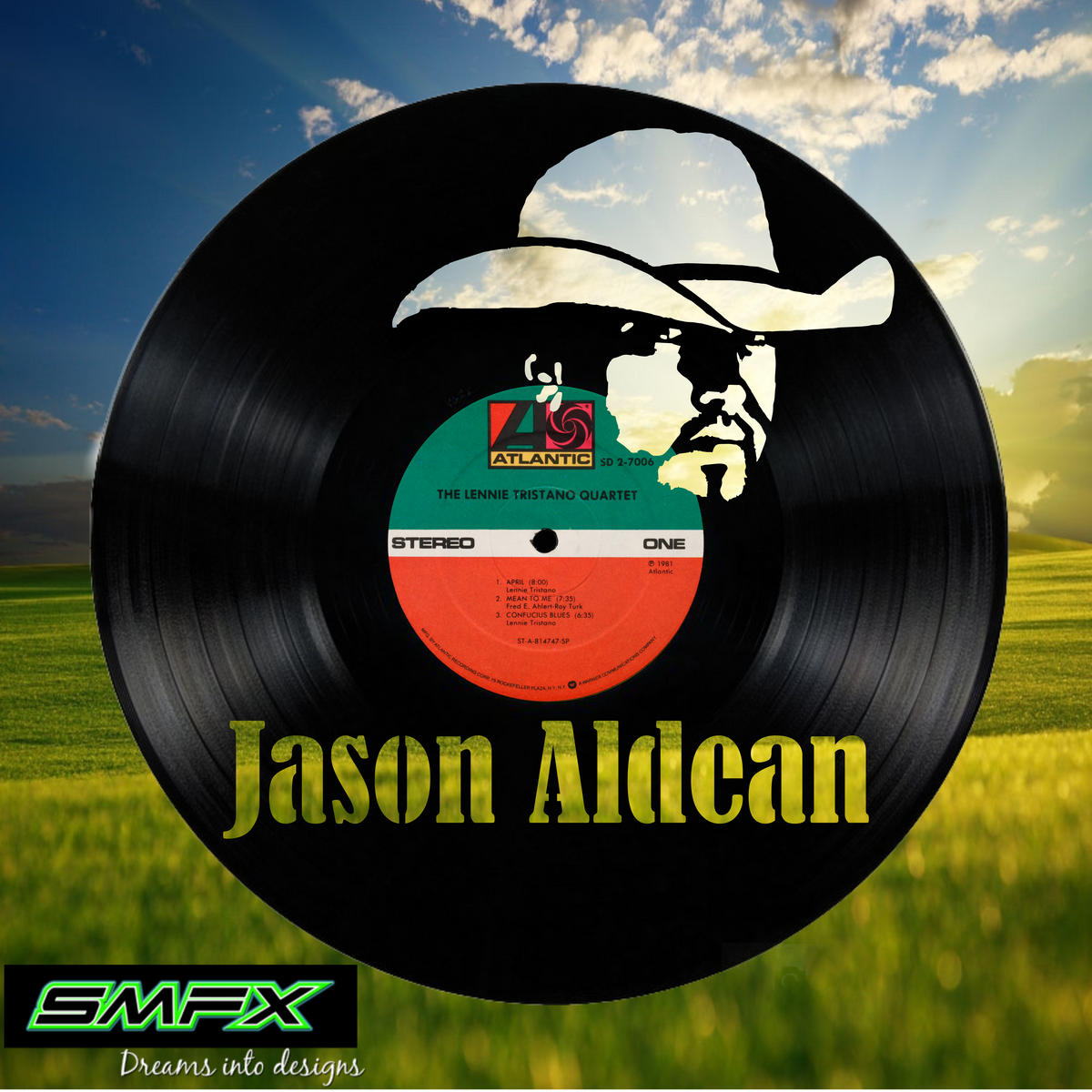 Jason Aldean Laser Cut Vinyl Record artist representation or vinyl clo ...