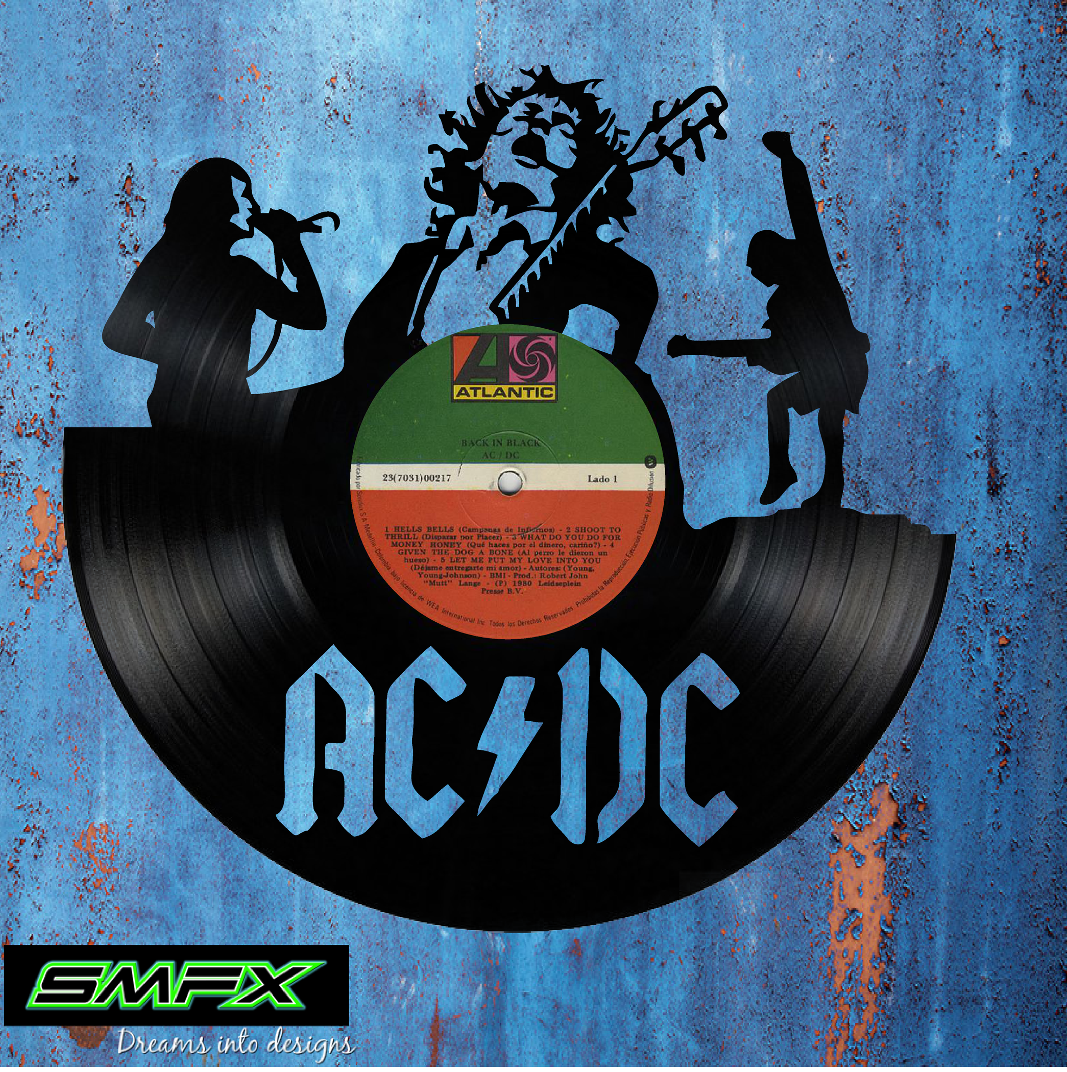 AC-DC Laser Cut Vinyl Record artist representation or vinyl clock ...