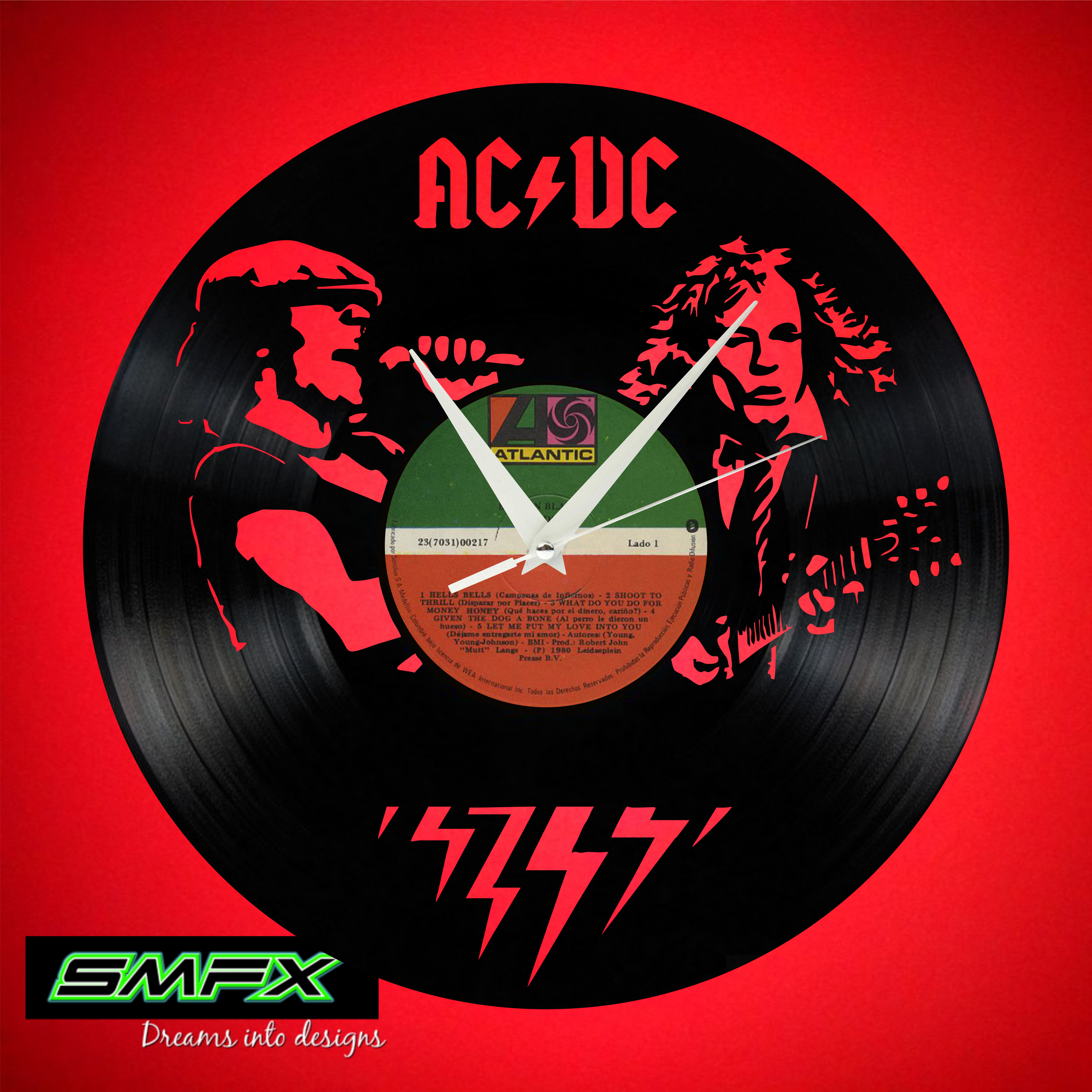 AC-DC Laser Cut Vinyl Record artist representation or vinyl clock ...