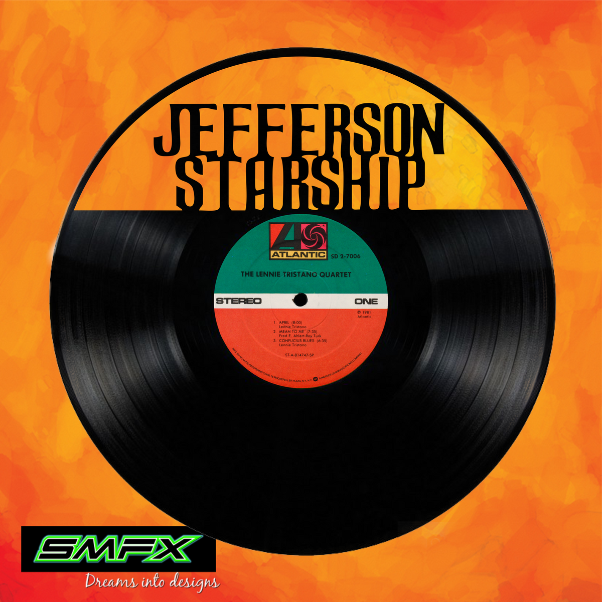 jerfferson starship Laser Cut Vinyl Record artist representation or vi ...