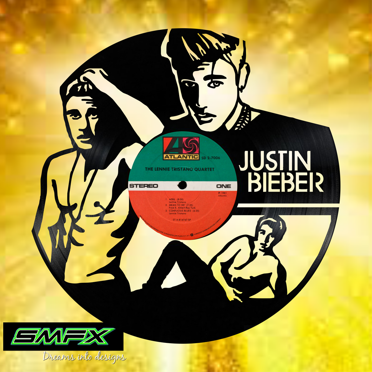 justin bieber-1 Laser Cut Vinyl Record artist representation — SMFX Designs